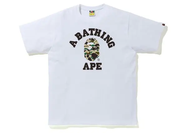 A BATHING APE Sta Camo College Tee Shirt - White/yellow
