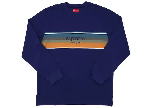 Supreme Shadow Stripe Long Sleeve Top - Navy Blue