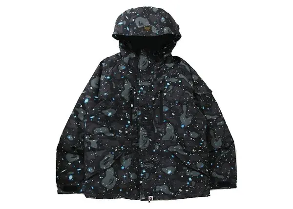 A BATHING APE Space Camo Loose Fit Down Jacket - Black