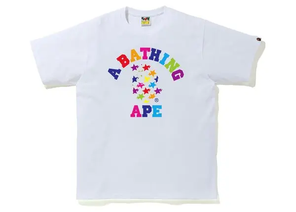 A BATHING APE Sta Pattern College Tee Shirt - White