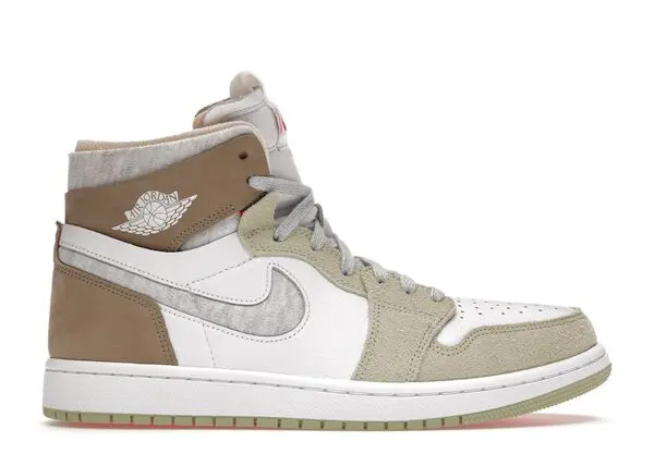 JORDAN 1 High Zoom Sneakers - White/grey Heather/olive Aura