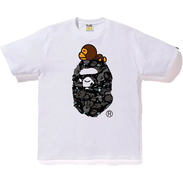 A BATHING APE Space Camo Milo On Big Ape Tee Shirt