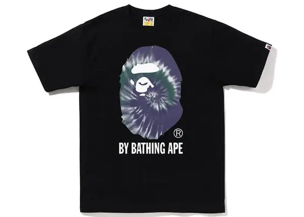 A BATHING APE Tie Dye Bathing Ape Tee Shirt - Black Purple