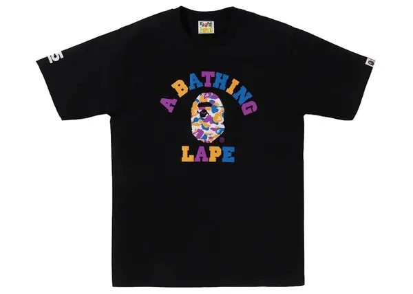 A BATHING APE Store La 5th Anniversary La Camo College Tee Shirt - Black
