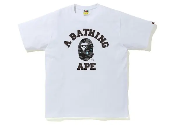A BATHING APE Space Camo Print College Tee Shirt - White
