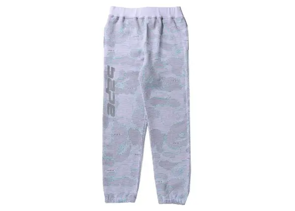 A BATHING APE Text Code Camo Sweatpants - Gray
