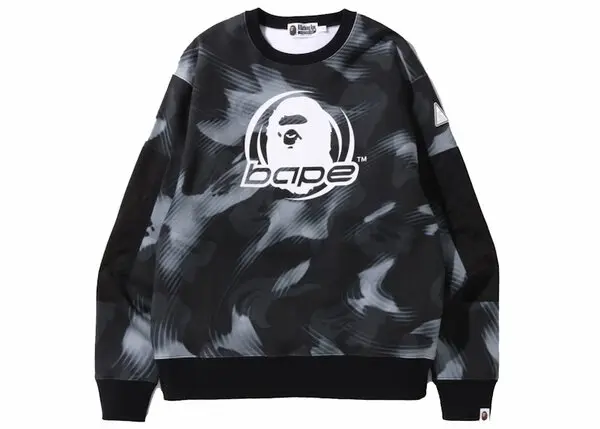 A BATHING APE Stroke Camo Relaxed Fit Crewneck Sweatshirt