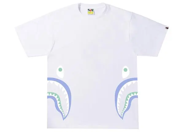 A BATHING APE Text Code Camo Side Shark Tee Shirt - White