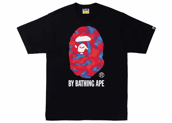 A BATHING APE Stroke Camo Bathing Ape Tee Shirt - Black/red