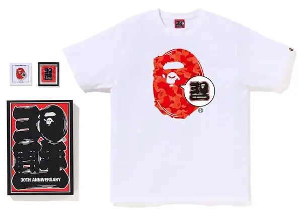 A BATHING APE Store Seoul 30th Anniversary Ape Head Tee Shirt Set - White