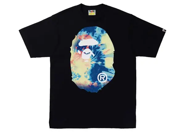 A BATHING APE Tie Dye Big Ape Head Tee Shirtin - Black