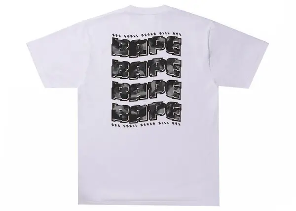 A BATHING APE Stroke Camo Distortion Tee Shirt - White/black