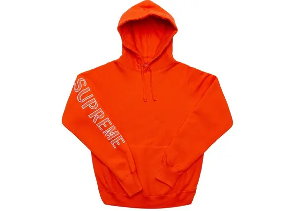 Supreme Sleeve Embroidery Hooded Sweatshirt - Dark Orange