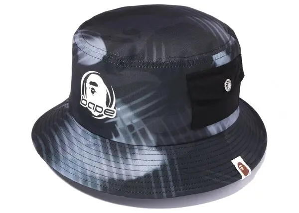 A BATHING APE Camo Pocket Bucket Hat - Black