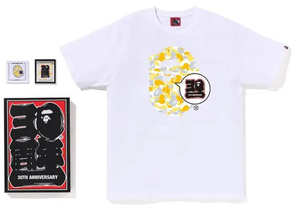 A BATHING APE Store Matsuyama 30th Anniversary Ape Head Tee Shirt Set - White