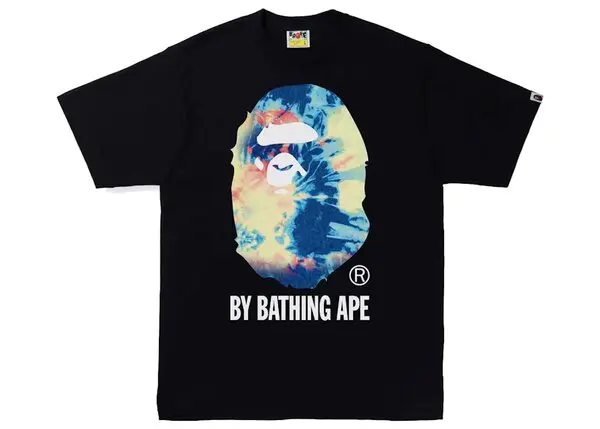 A BATHING APE Tie Dye Bathing Ape Tee Shirt - Black