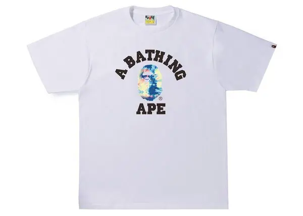 A BATHING APE Tie Dye College Tee Shirtin - White