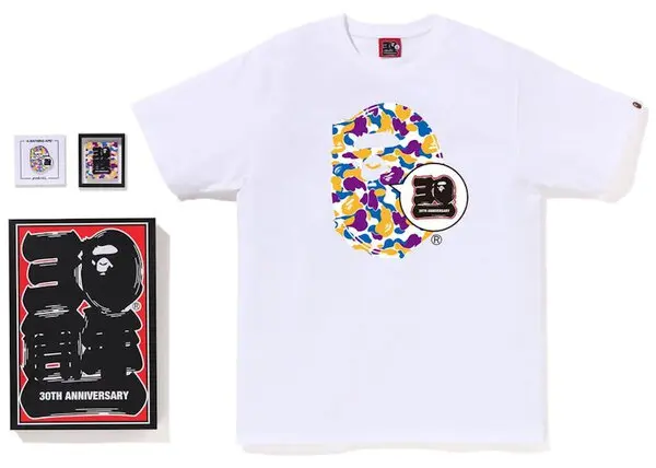 A BATHING APE Store Los Angeles 30th Anniversary Ape Head Tee Shirt Set - White