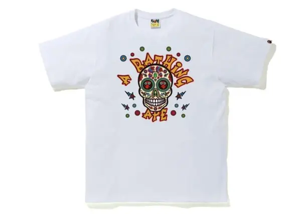 A BATHING APE Sugar Skull Tee Shirt - White