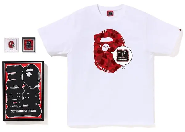 A BATHING APE Store Rakuten Fashion 30th Anniversary Ape Head Tee Shirt Set - White