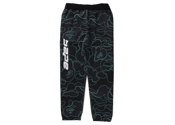 A BATHING APE Text Code Camo Sweatpants - Black