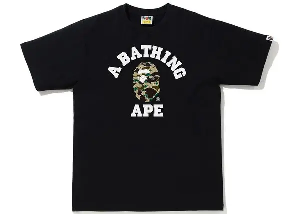 A BATHING APE Sta Camo College Tee Shirt - Black/yellow