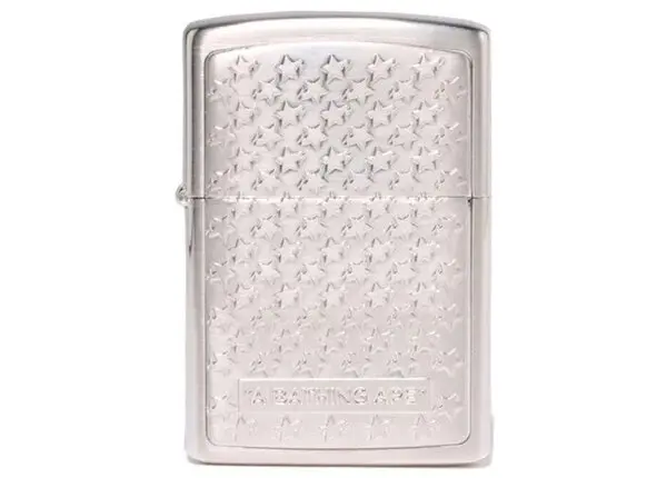 A BATHING APE Sta Pattern Zippo Lighter - Silver