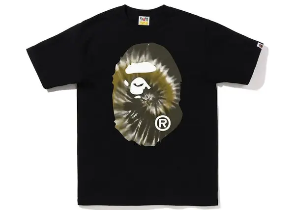 A BATHING APE Tie Dye Big Ape Head Tee Shirt - Black Black