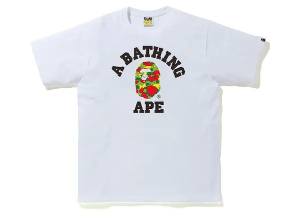 A BATHING APE Sta Camo College Tee Shirtin - White