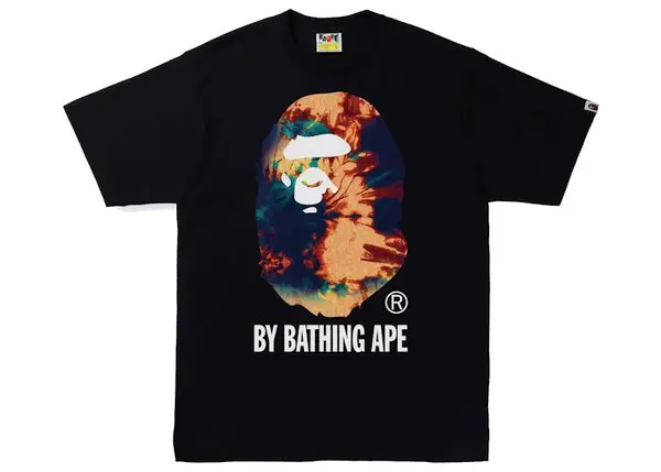 A BATHING APE Tie Dye Bathing Ape Tee Shirt - Black/navy Blue