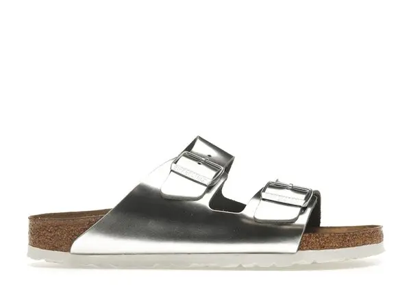 BIRKENSTOCK Arizona Softbed Sandals - Metallic Silver