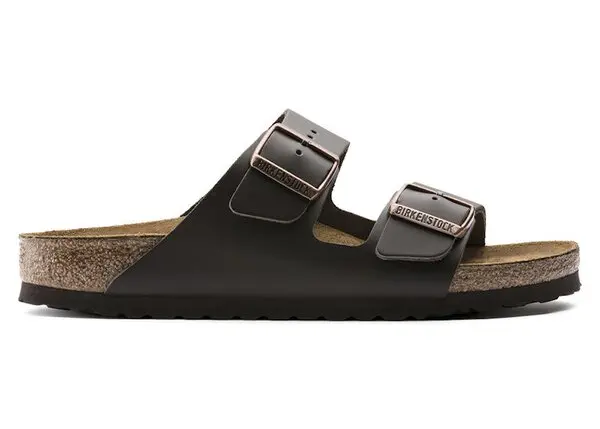 BIRKENSTOCK Arizona Natural Leather Sandals - Dark Brown