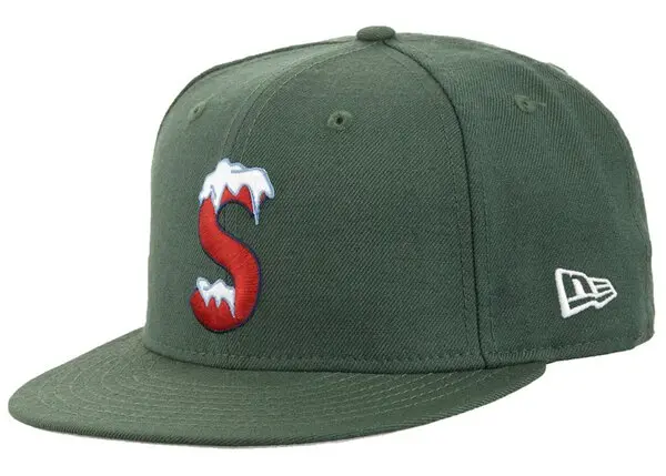 Supreme S Logo New Era Cap - Bright Olive