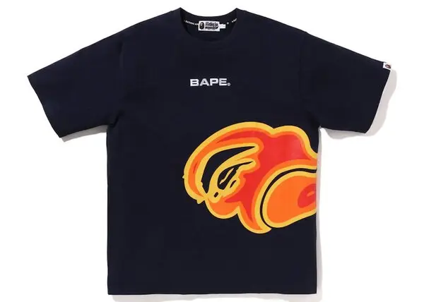 A BATHING APE Thermography Relaxed Fit Tee Shirt - Navy Blue