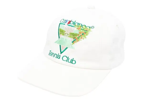 Casablanca Tennis Club Embroidered Baseball Cap - White/green