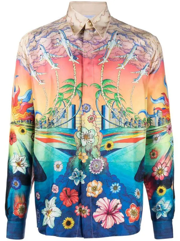 Casablanca Graphicprint Silk Shirt - Multicolour