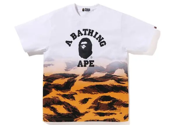 A BATHING APE Tiger Camo Gradation College Tee Shirt - Orange