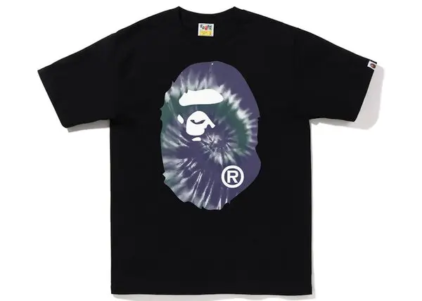 A BATHING APE Tie Dye Big Ape Head Tee Shirt - Black Purple