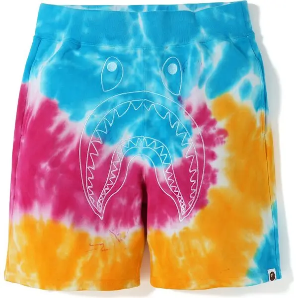BAPE Tie-dye Shark Sweat Shorts - Multicolor