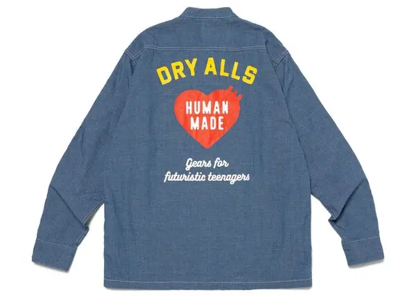 HUMAN MADE Stand Collar Chambray #1 Long Sleeve T-shirt