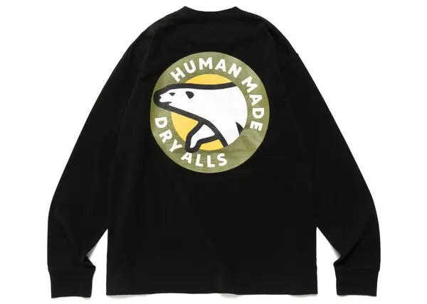 HUMAN MADE Polar Bear Graphic Long Sleeve Tee Shirt - Black