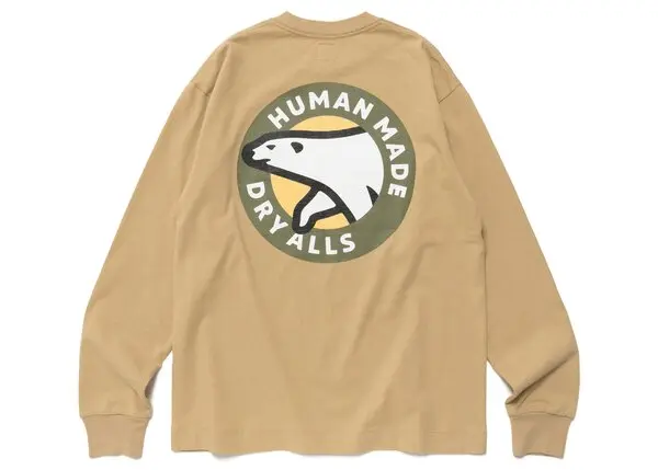 HUMAN MADE Polar Bear Graphic Long Sleeve Tee Shirt - Beige