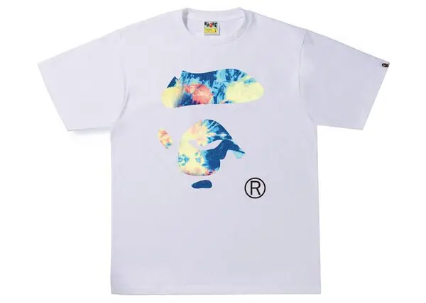 A BATHING APE Tie Dye Ape Face Tee Shirtin - White