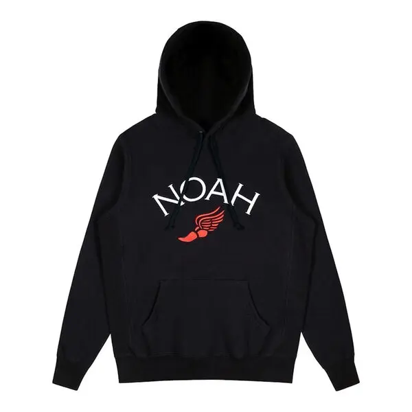 NOAH Winged Foot Embroidered Hoodie - Black