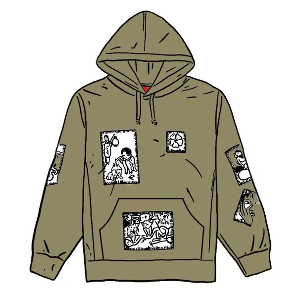 Supreme Toshio Saeki Hooded Sweatshirt - Light Olive