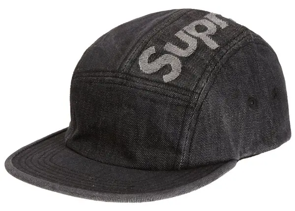 Supreme Top Logo Denim Camp Cap - Black