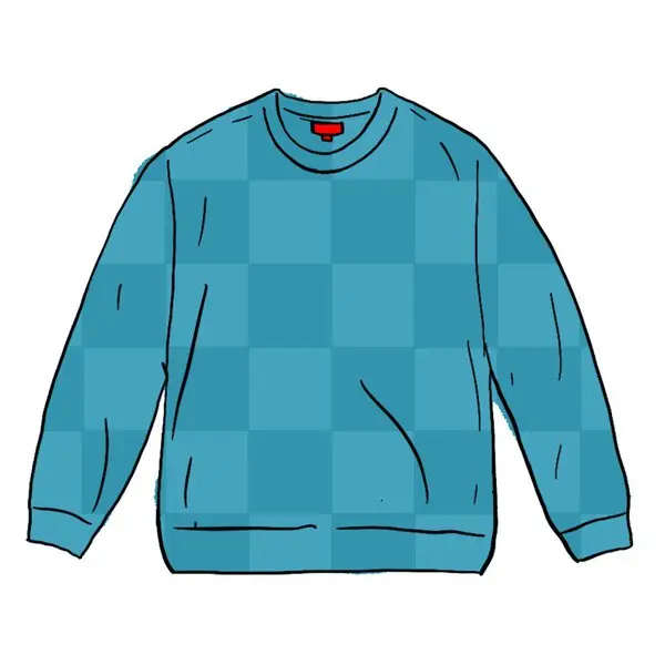 Supreme Tonal Checkerboard Small Box Sweater - Teal