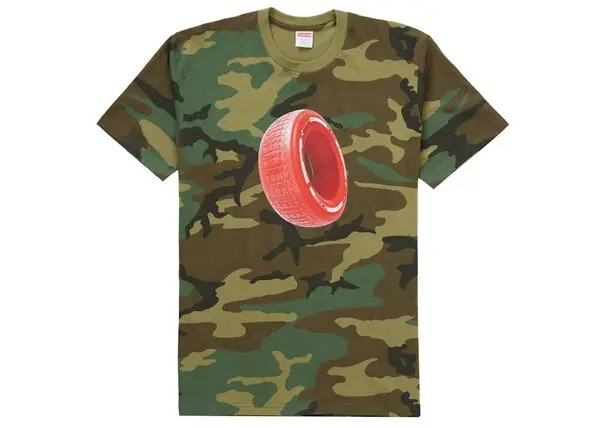 Supreme Tire Tee Shirt - Woodland Camo