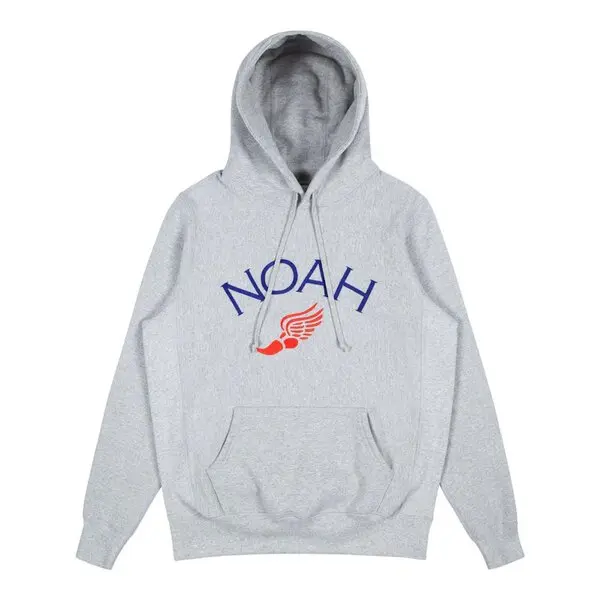 NOAH Winged Foot Embroidered Hoodie - Heather Grey