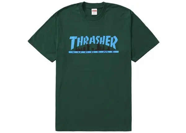 Supreme Thrasher Skyline Tee Shirt - Dark Green